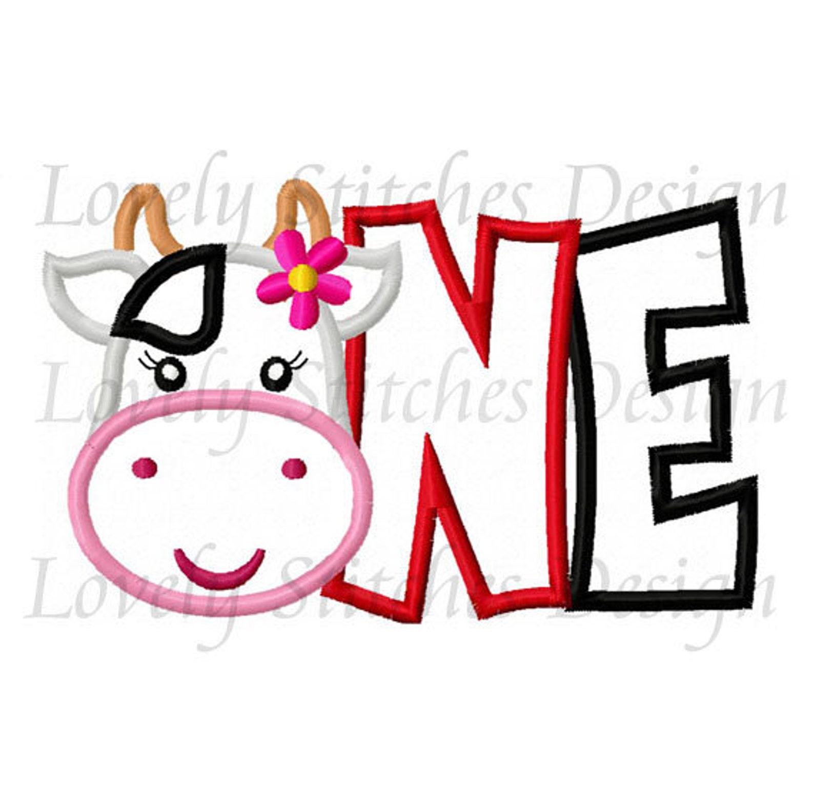 Cow Birthday ONE for Girls Applique Machine Embroidery Design - Etsy