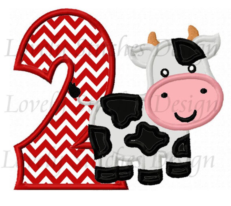 Cow Number 2 Applique Machine Embroidery Design NO:0270 | Etsy