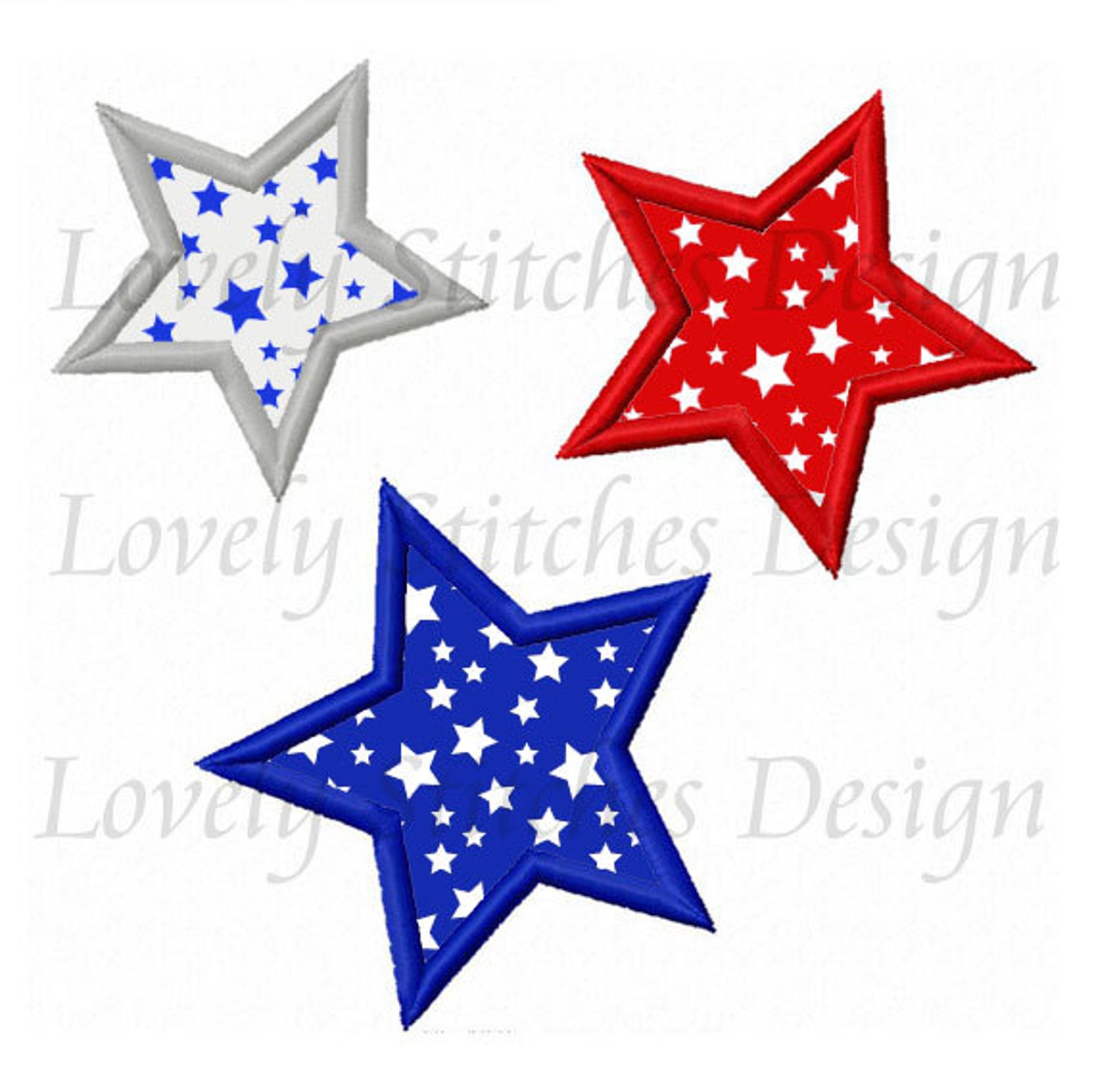 Three Stars Applique Machine Embroidery Design NO:0324 - Etsy