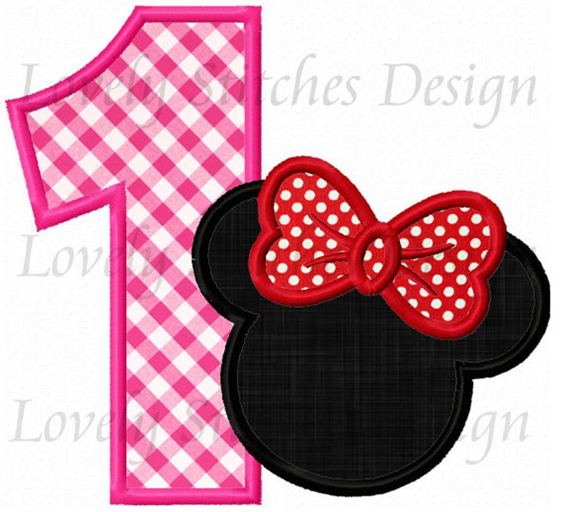 Minnie Mouse Number 1 Applique Machine Embroidery Design - Etsy