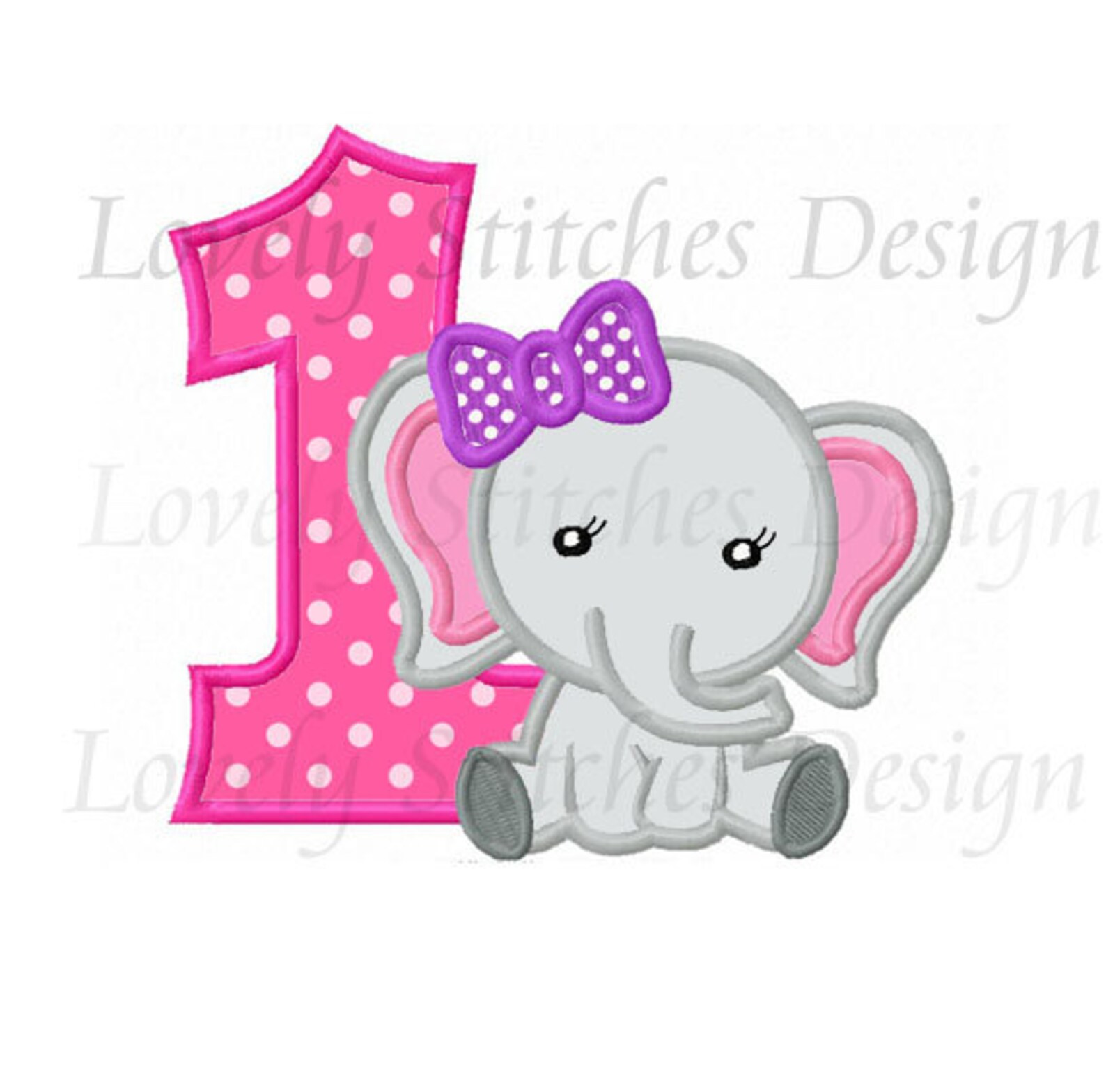 Birthday Elephant Embroidery,first Birthday Applique,number 1 Applique ...