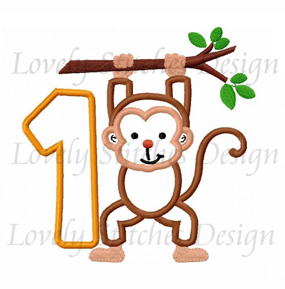 Monkey Number 1 Applique Machine Embroidery Design NO:0265 - Etsy