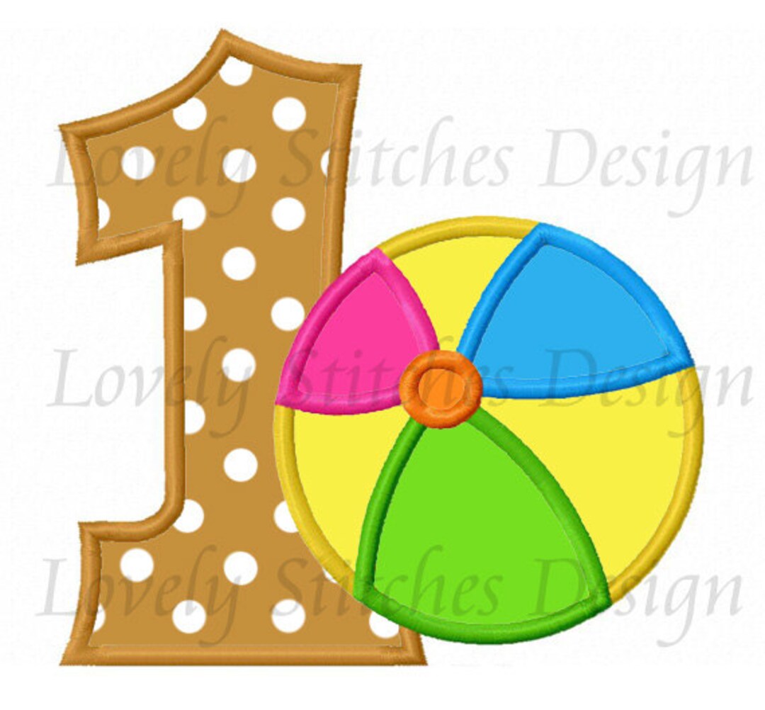 Beach Ball Number 1 Applique Machine Embroidery Design NO:0335 - Etsy