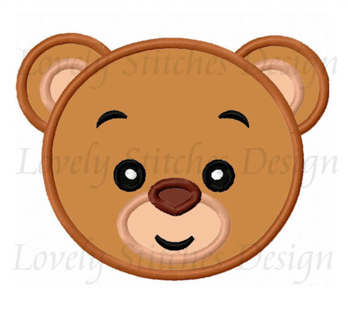 Bear Face Applique Machine Embroidery Design NO:0513 | Etsy