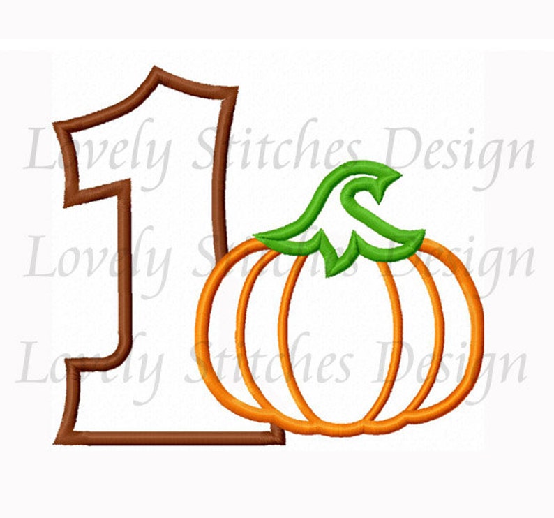 Thanksgiving Pumpkin With Number 1 Applique Machine Embroidery | Etsy