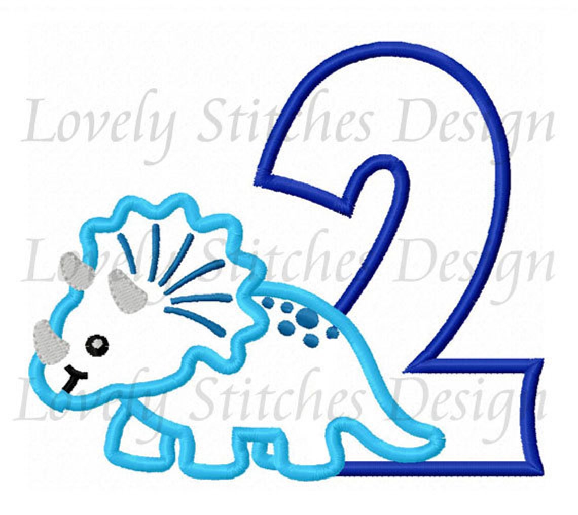 Dinosaur Number 2 Applique Machine Embroidery Design NO:0491 | Etsy