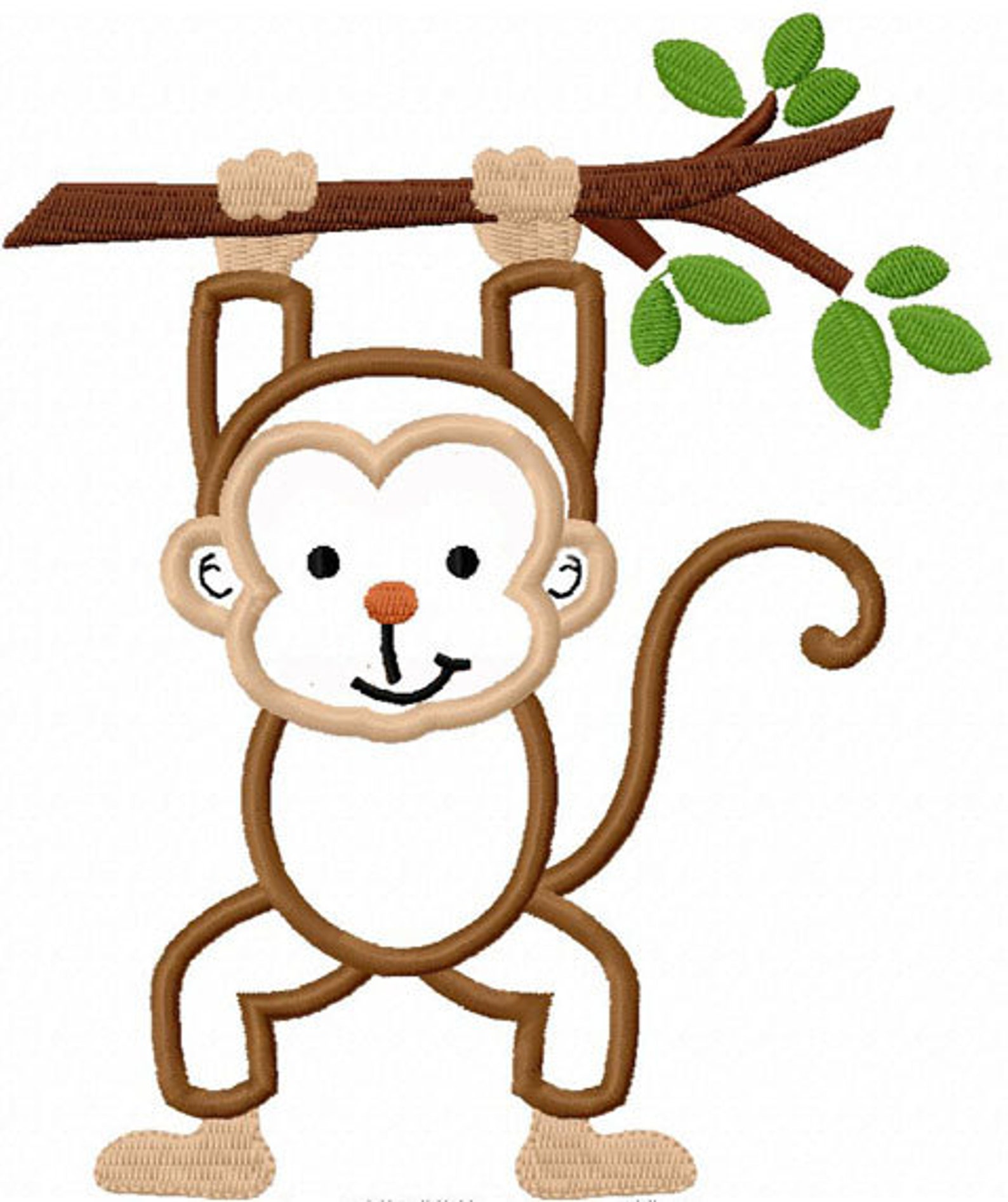 Monkey With Branch Applique Machine Embroidery Design NO:0023 - Etsy