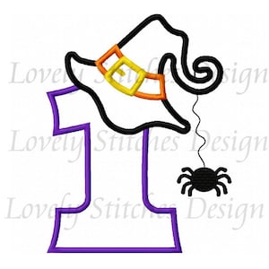 Halloween Hat With Number Applique Machine Embroidery Design NO:0236 - Etsy