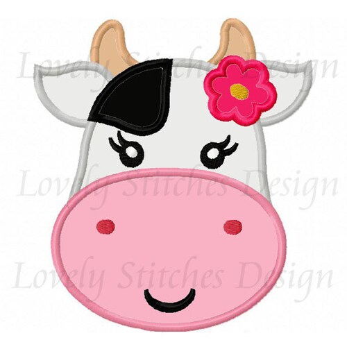 Girl Cow Face Applique Machine Embroidery Design NO:0508 - Etsy
