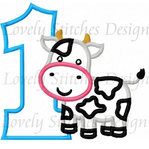 Cow Number 1 Birthday Applique Machine Embroidery Design NO:0270 - Etsy