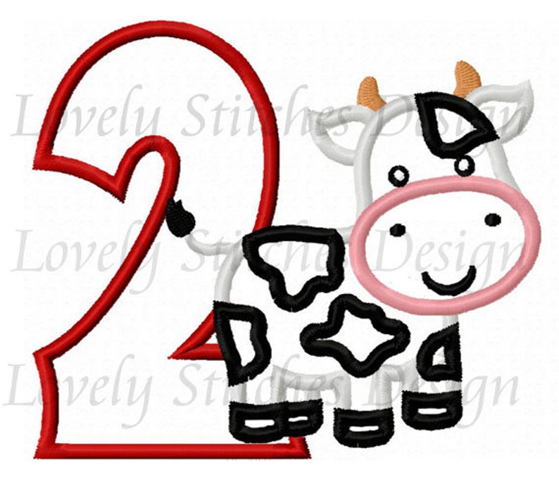 Cow Number 2 Applique Machine Embroidery Design NO:0270 - Etsy