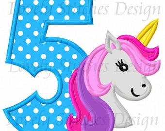 Unicorn Number 4 Applique Machine Embroidery Design NO:0648 | Etsy