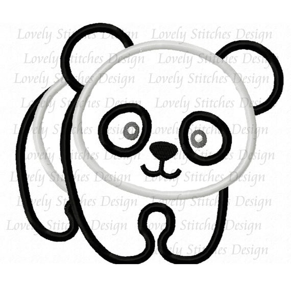 Panda Applique Machine Embroidery Design NO:2051 | Etsy