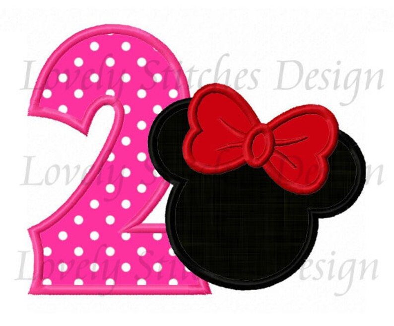 Minnie Mouse Number 2 Applique Machine Embroidery Design - Etsy