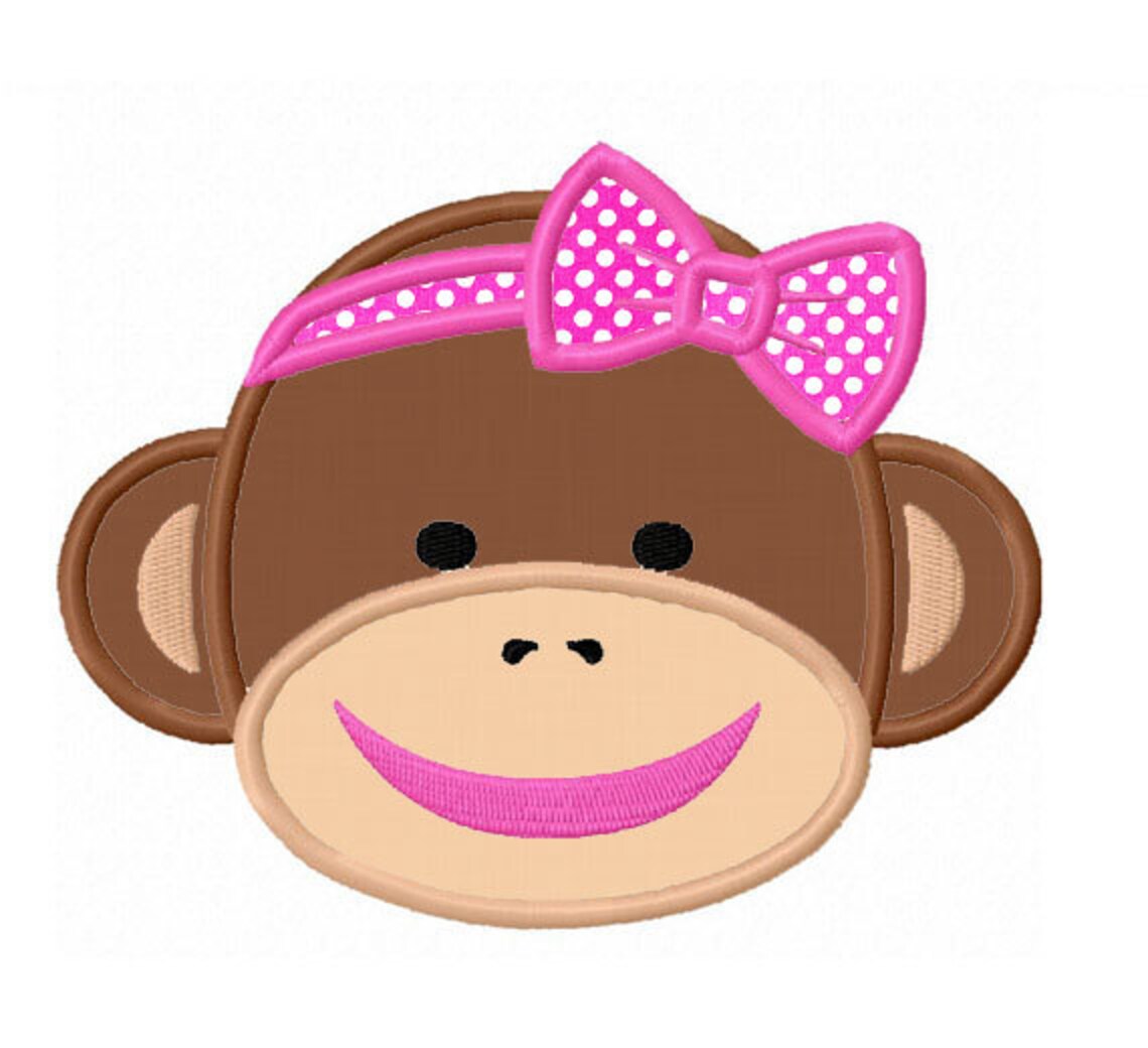 Girl Sock Monkey Applique Machine Embroidery Design NO:0160 - Etsy