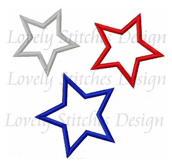 Three Stars Applique Machine Embroidery Design NO:0324 - Etsy