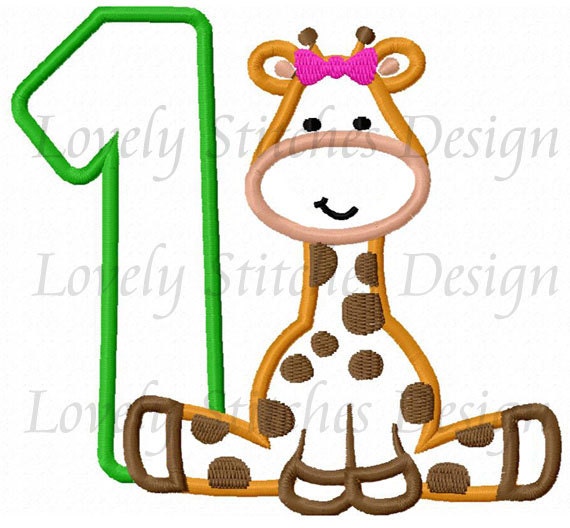 Girl Giraffe Number 1 Applique Machine Embroidery Design NO:0303 - Etsy