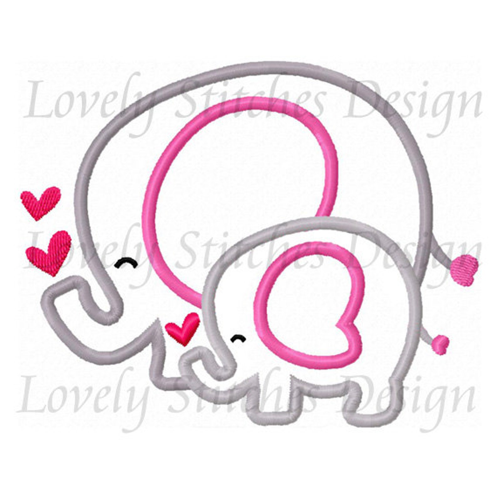 Two Elephants Applique Machine Embroidery Design NO:1319 - Etsy