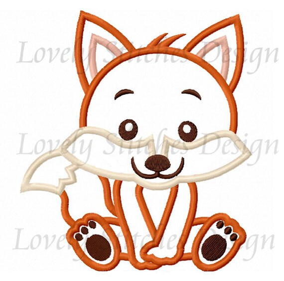 Baby Fox Applique Machine Embroidery Design NO:0509 - Etsy