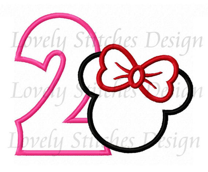 Minnie Mouse Number 2 Applique Machine Embroidery Design - Etsy