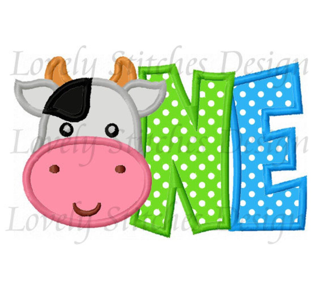 Cow Birthday Number ONE Applique Machine Embroidery Design NO:0605 - Etsy