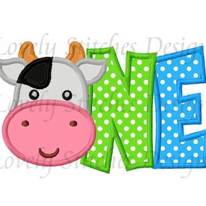 Cow Birthday Number ONE Applique Machine Embroidery Design NO:0605 - Etsy