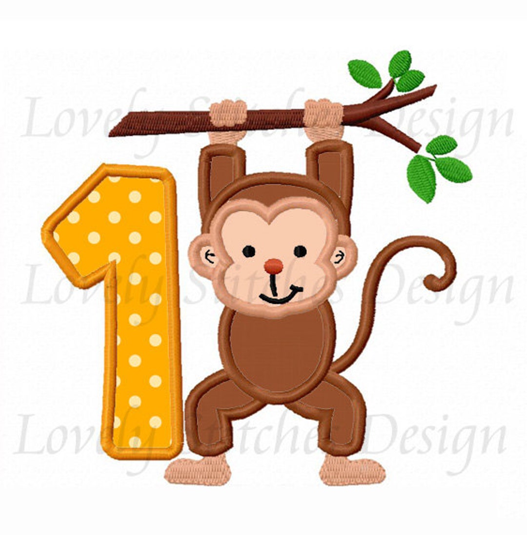 Monkey Number 1 Applique Machine Embroidery Design NO:0265 - Etsy