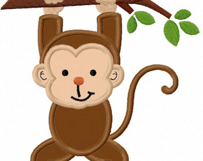 Monkey With Branch Applique Machine Embroidery Design NO:0023 - Etsy