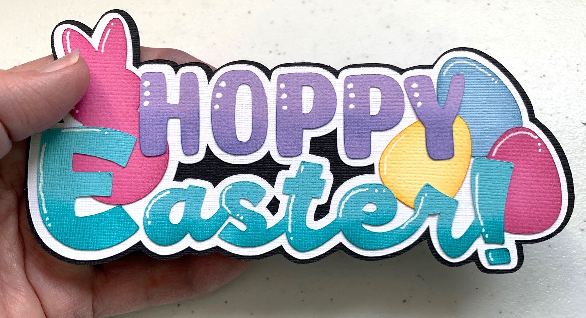 HOPPY EASTER Title for Scrapbook Pages, Layouts, Cards. Premade 3D Die ...