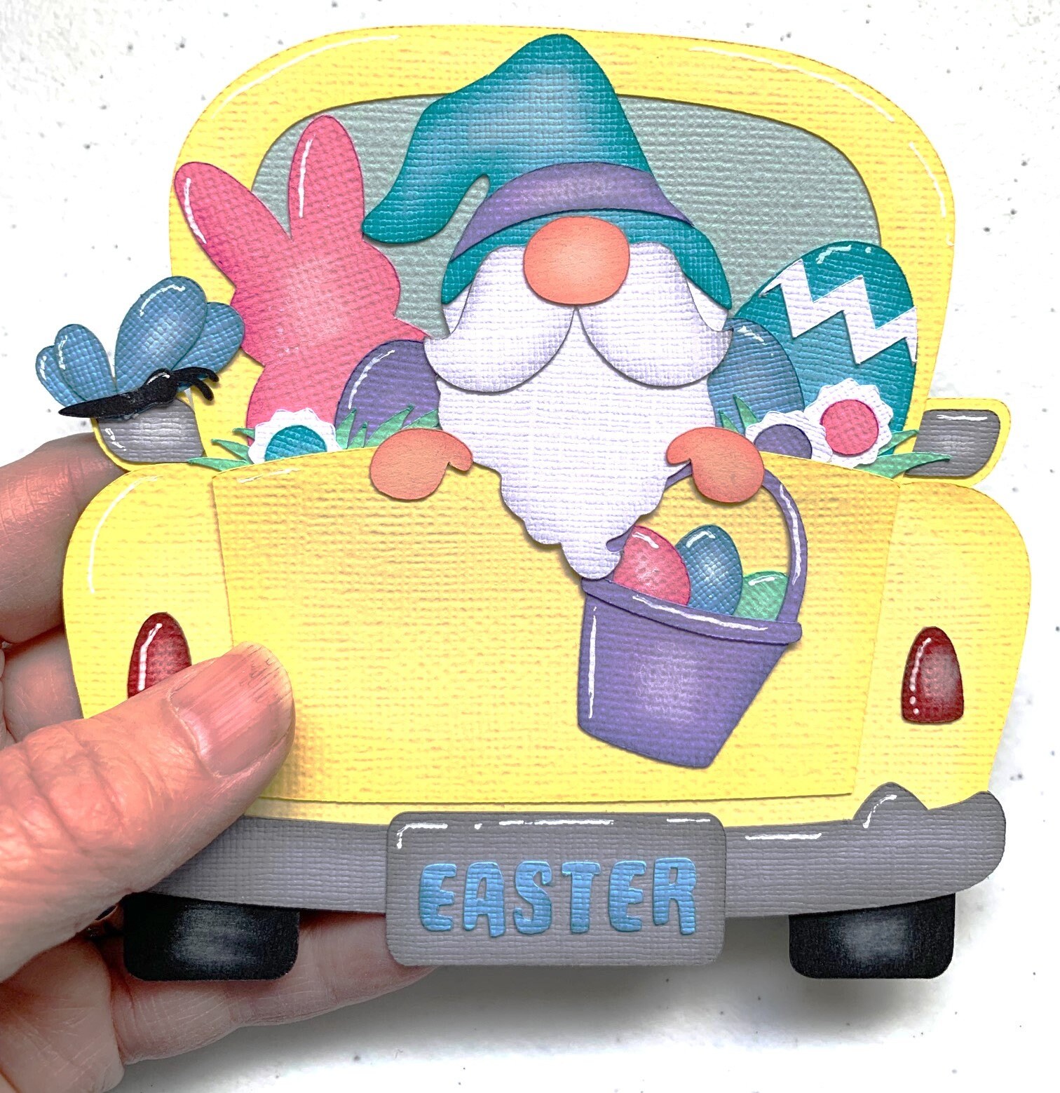 Gnome in Truck for Easter Scrapbook Pages, Layout, or Cards. Handmade ...