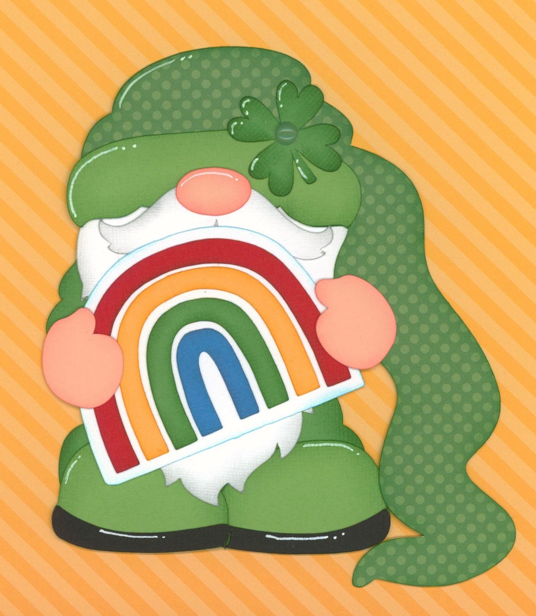 St. Patrick's Day Gnome With Shamrock, Rainbow for Scrapbook Page ...