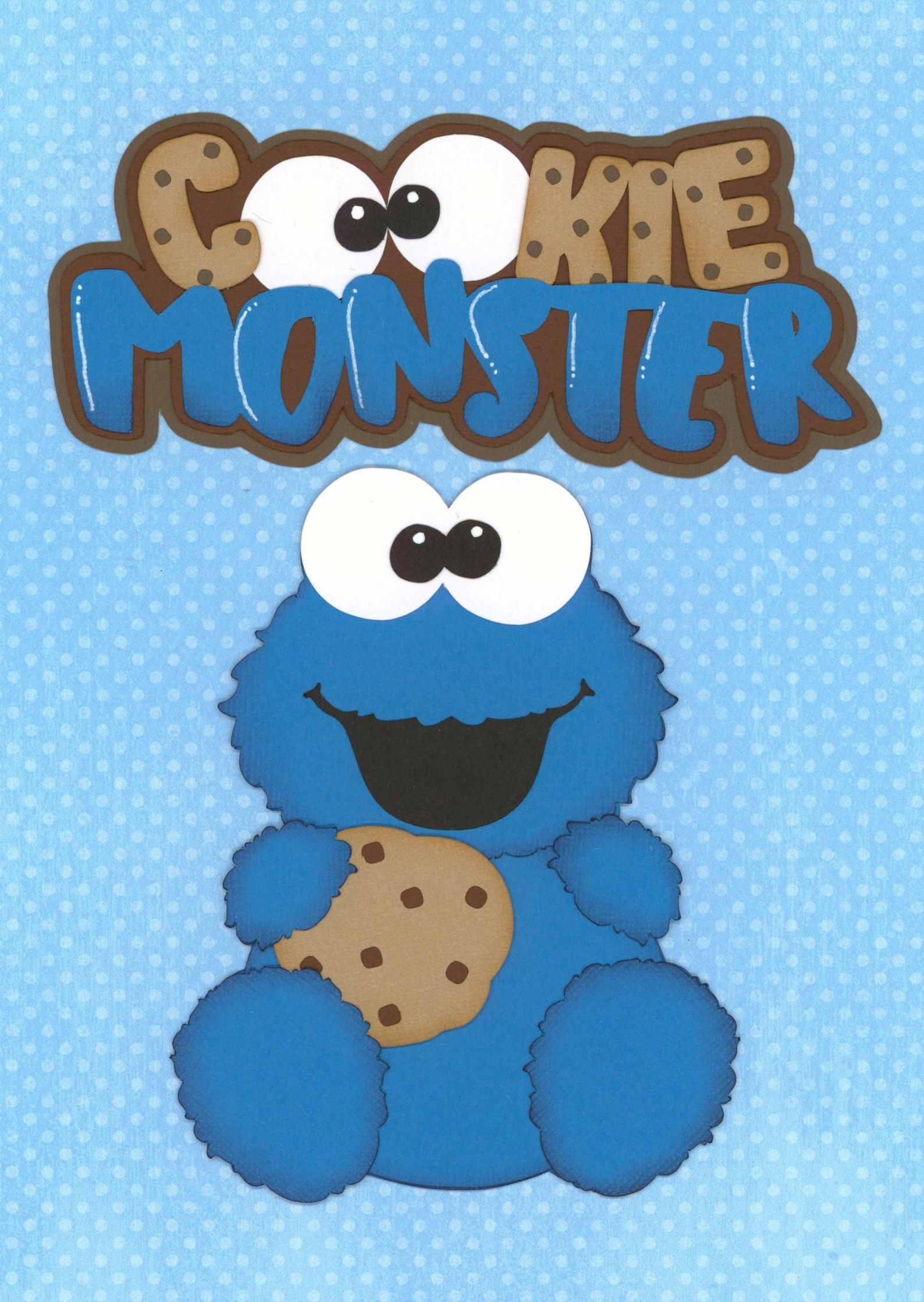 COOKIE MONSTER Title. Scrapbook Embellishment. Handmade Die Cut. Paper ...