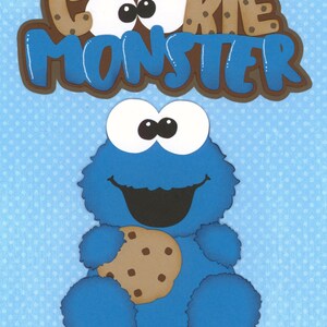 COOKIE MONSTER Title. Scrapbook Embellishment. Handmade Die Cut. Paper ...