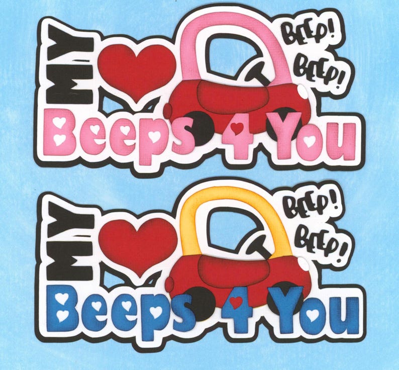 MY HEART BEEPS for You Title. Scrapbook Embellishment. Handmade Die Cut ...
