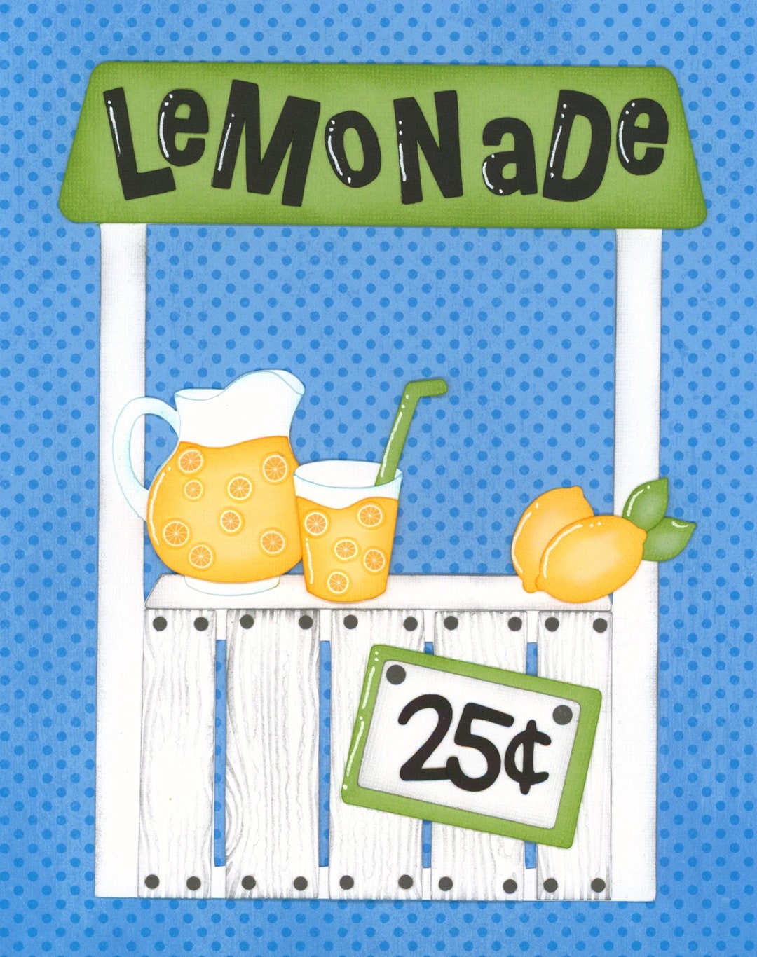 LEMONADE STAND: Scrapbook Embellishment. Handmade Die Cut. Paper ...