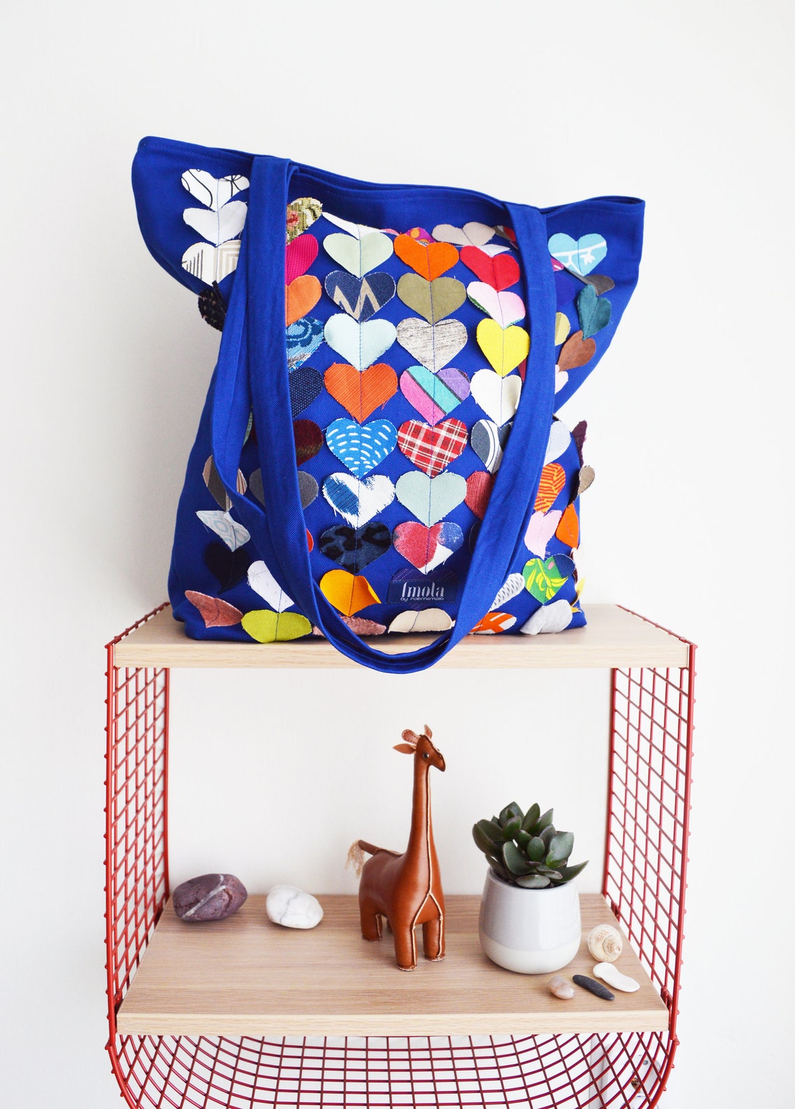 Colorful Multi Coloured Canvas Tote Shopper Bag Beach Bag Blue - Etsy