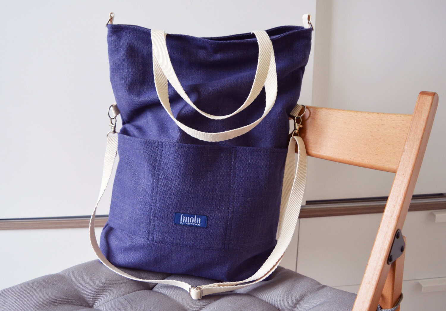 Large Fold Over Canvas Tote Bag Shopping Bag Casual Fold Over Tote ...