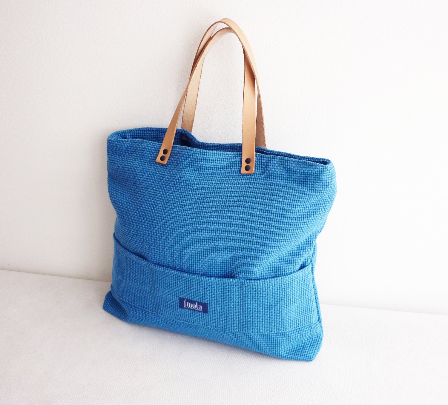 Large Blue Canvas Tote Bag Shopping Bag Casual Tote School Bag - Etsy