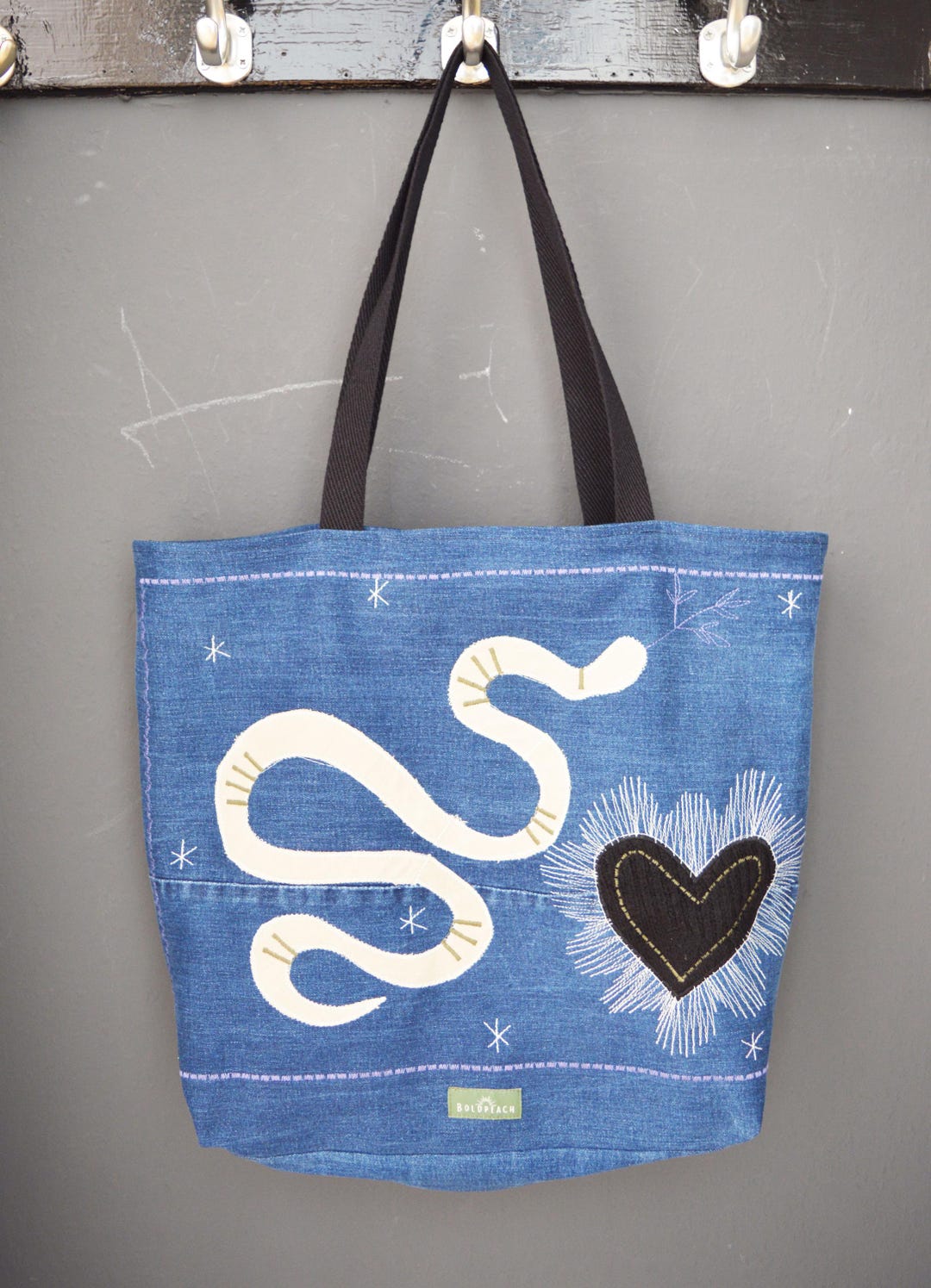 Blue Shopper Tote Bag Large Shoulder Bag Canvas Bag Everyday Shopper ...