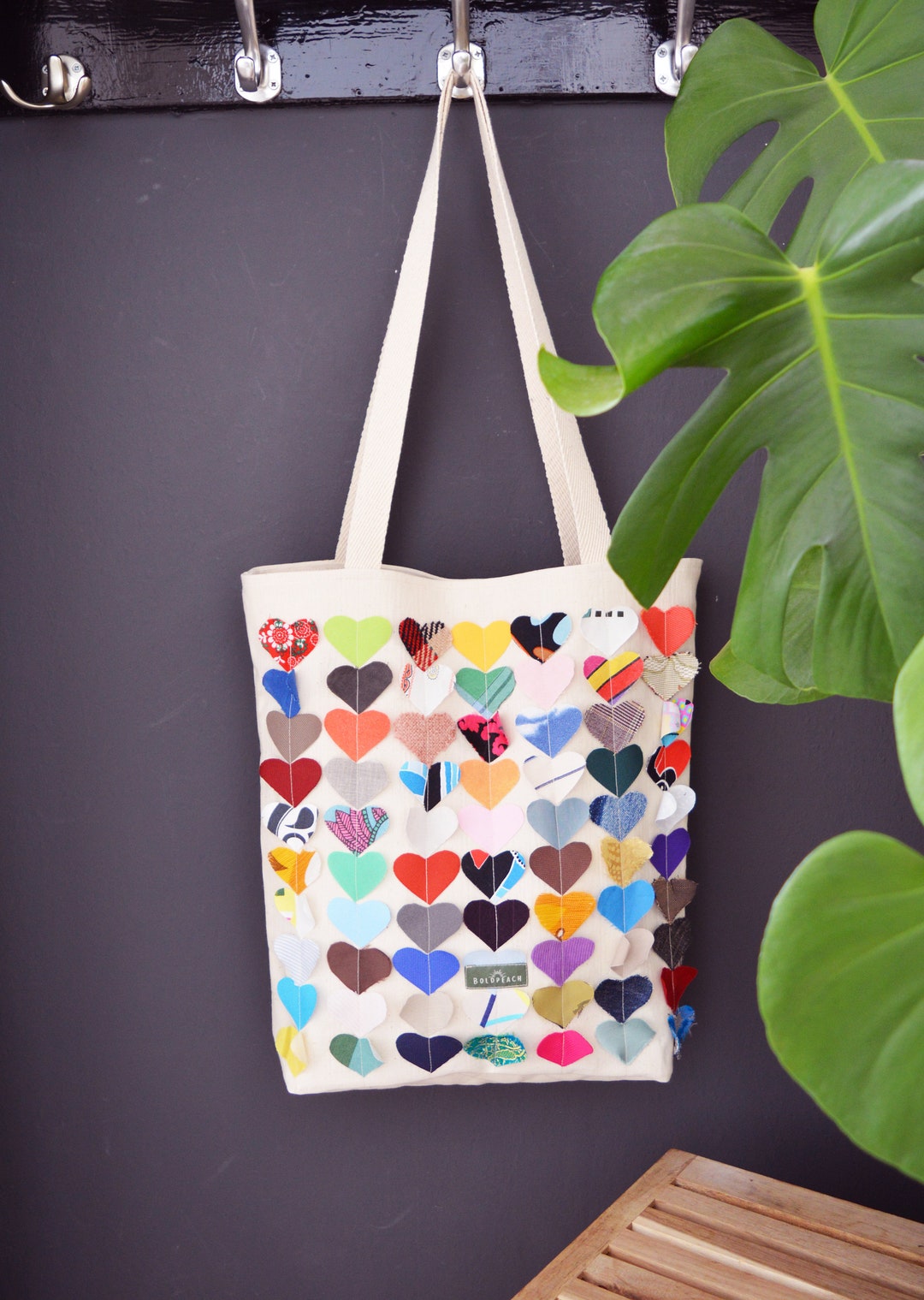 Colorful Multi Coloured Canvas Tote Shopper Bag Beach Bag Beige Rainbow ...