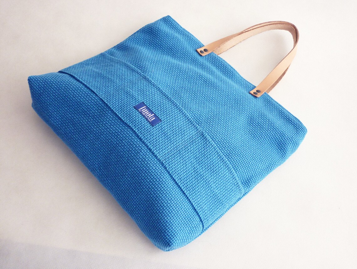 Large Blue Canvas Tote Bag Shopping Bag Casual Tote School Bag - Etsy