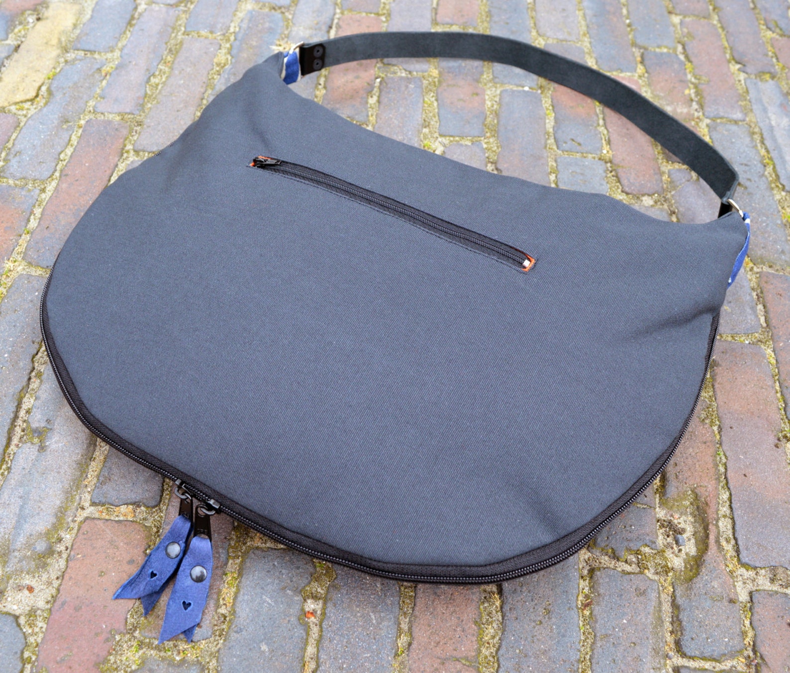 Blue Gray Purse Simple Increasable Large Purse Handbag Shoulder Bag ...