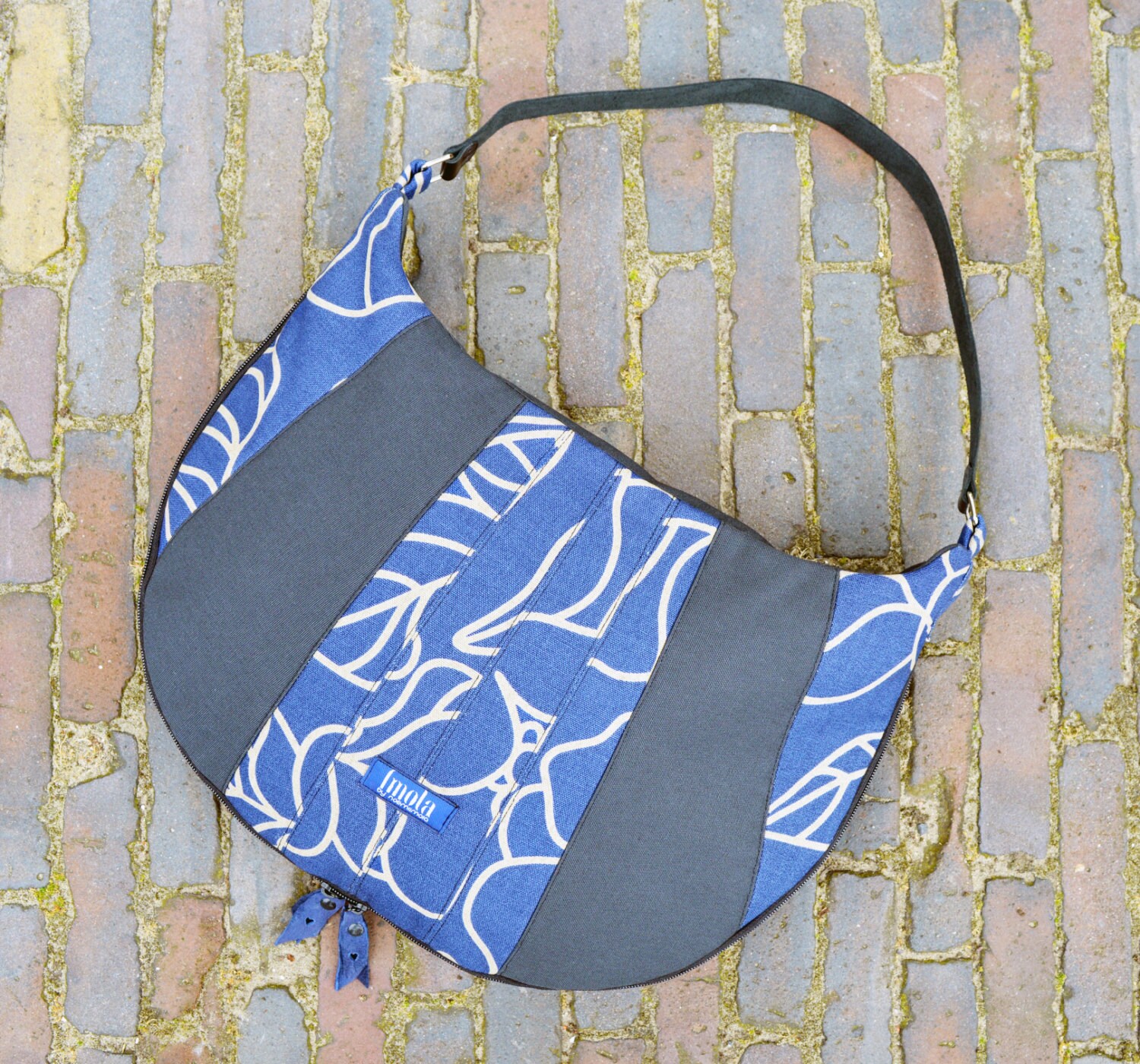 Blue Gray Purse Simple Increasable Large Purse Handbag Shoulder Bag ...