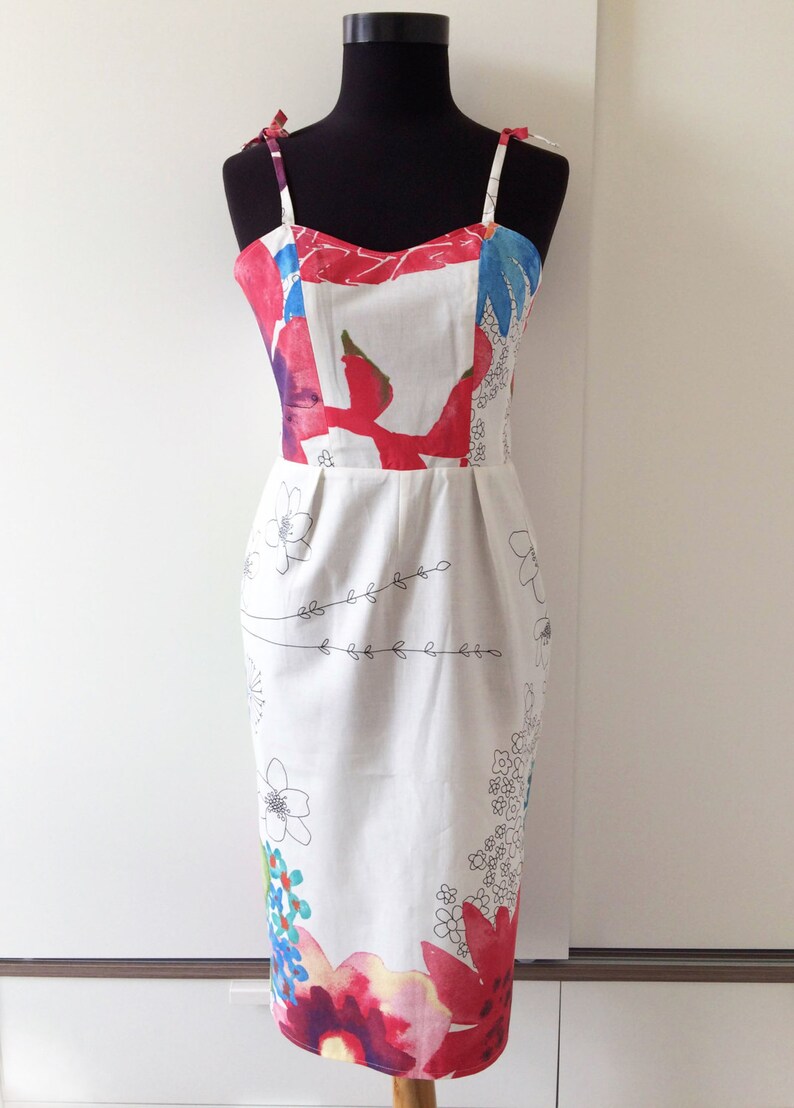 Minidress Flower Printed Floral Pattern White Minidress Sleeveless ...