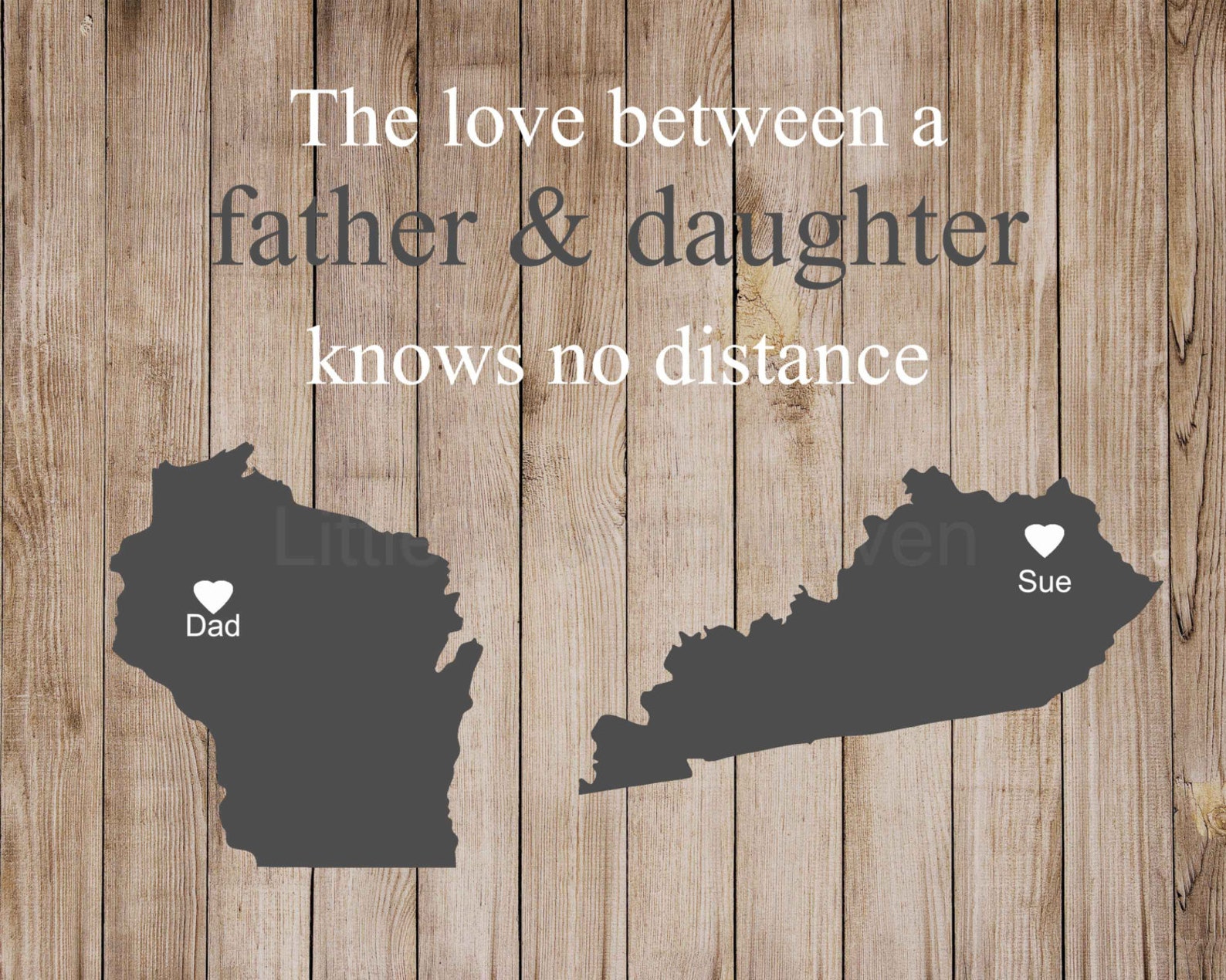 Father Daughter Map Print Father Daughter Map Gift for Dad - Etsy