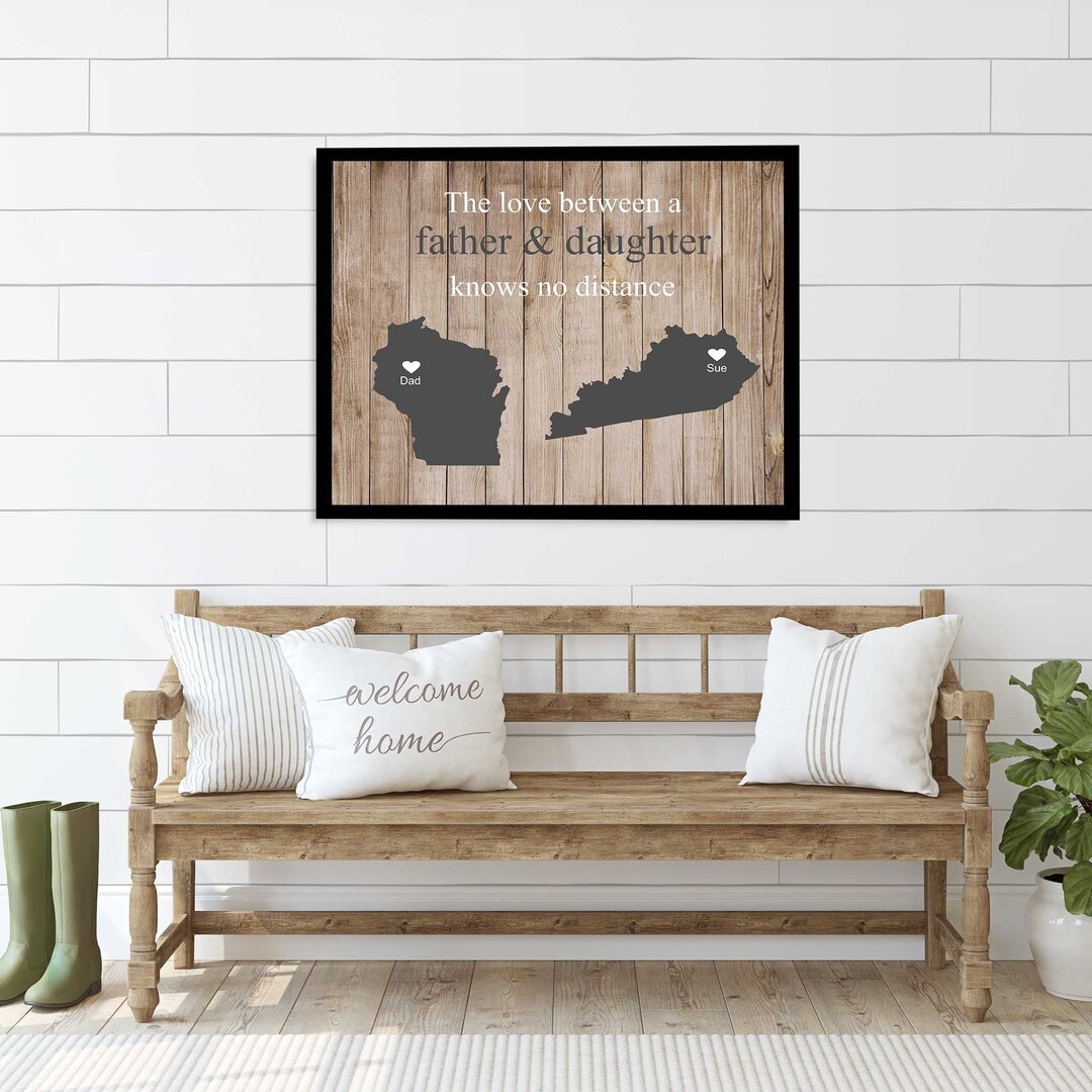 Father Daughter Map Print Father Daughter Map Gift for Dad - Etsy