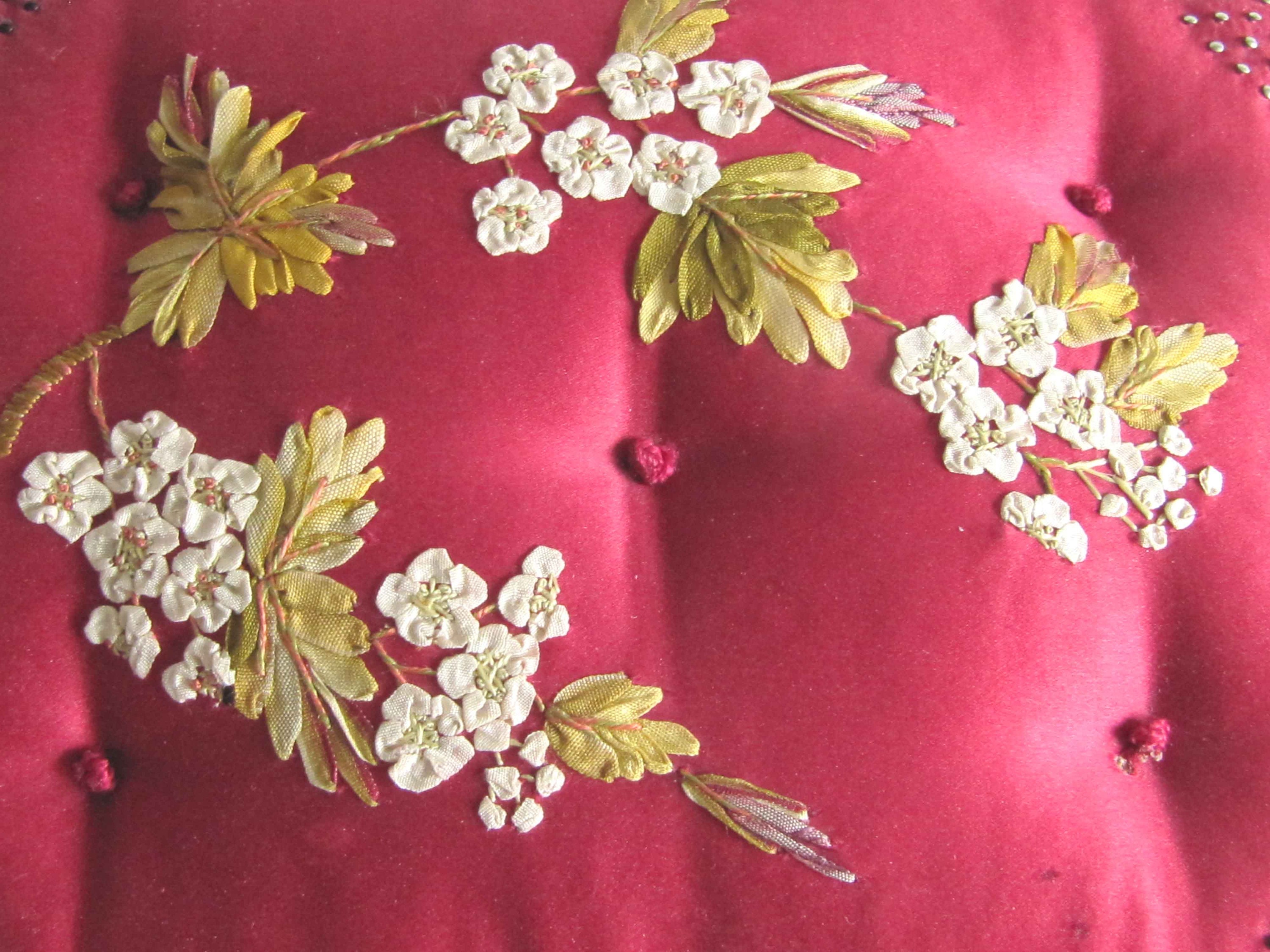 VICTORIAN LAYETTE PINCUSHION (after 1870) - Red Satin With Beautiful ...