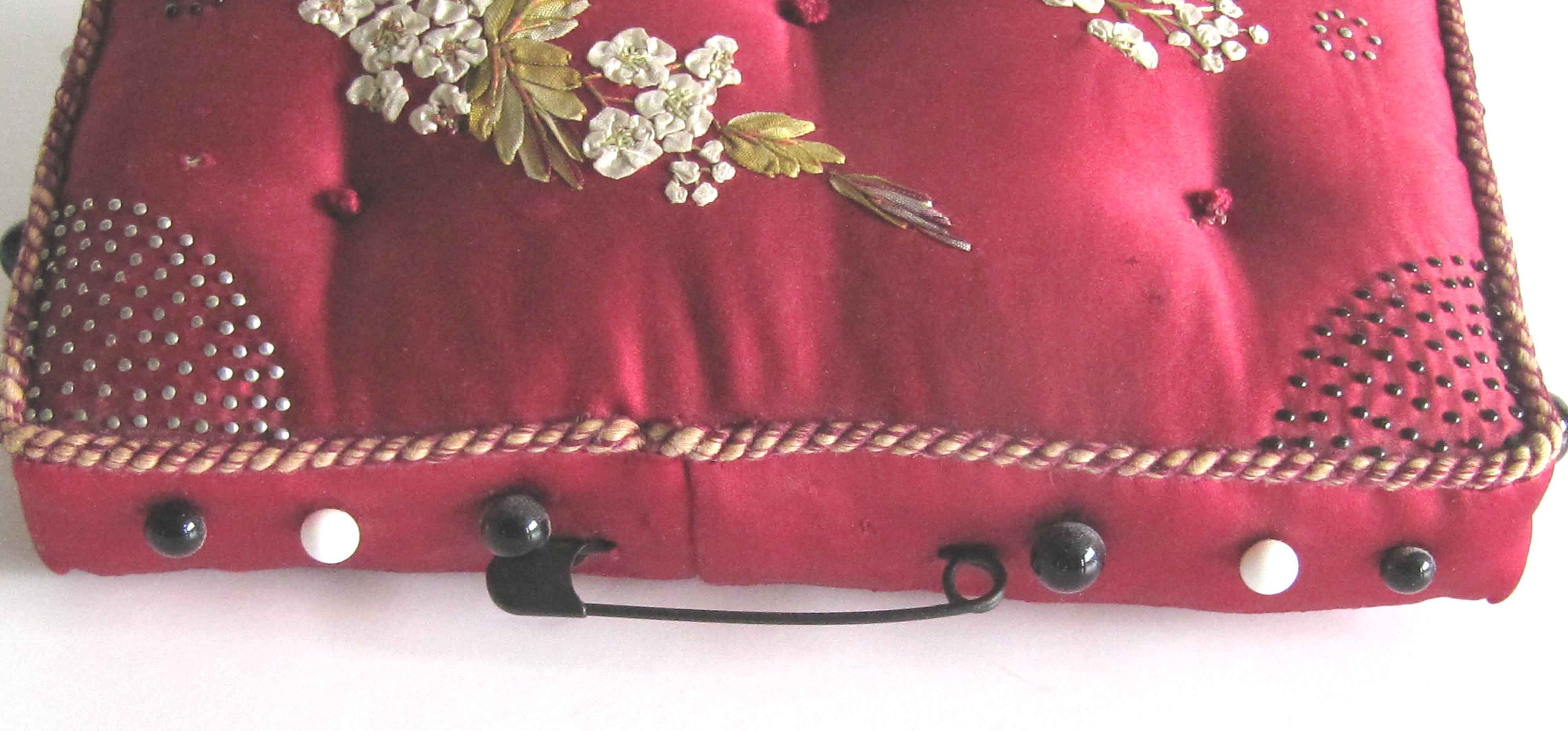 VICTORIAN LAYETTE PINCUSHION (after 1870) - Red Satin With Beautiful ...