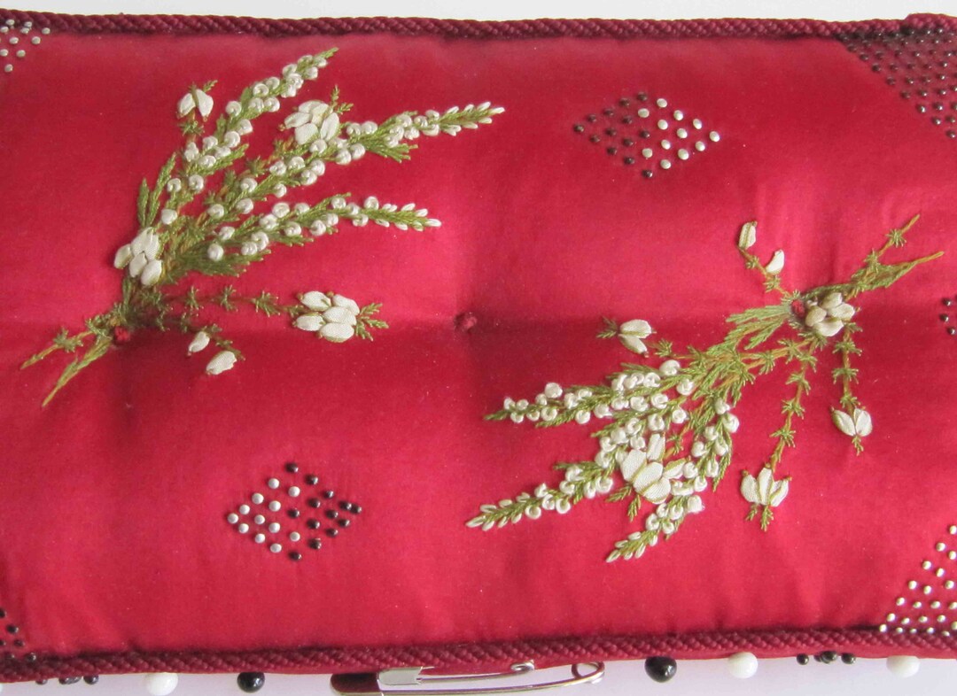 VICTORIAN LAYETTE PINCUSHION (after 1870) - Red Satin With Beautiful ...