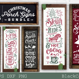 Christmas Porch Sign SVG Long Sign Santa SVG Vertical Signs SVG - Etsy ...